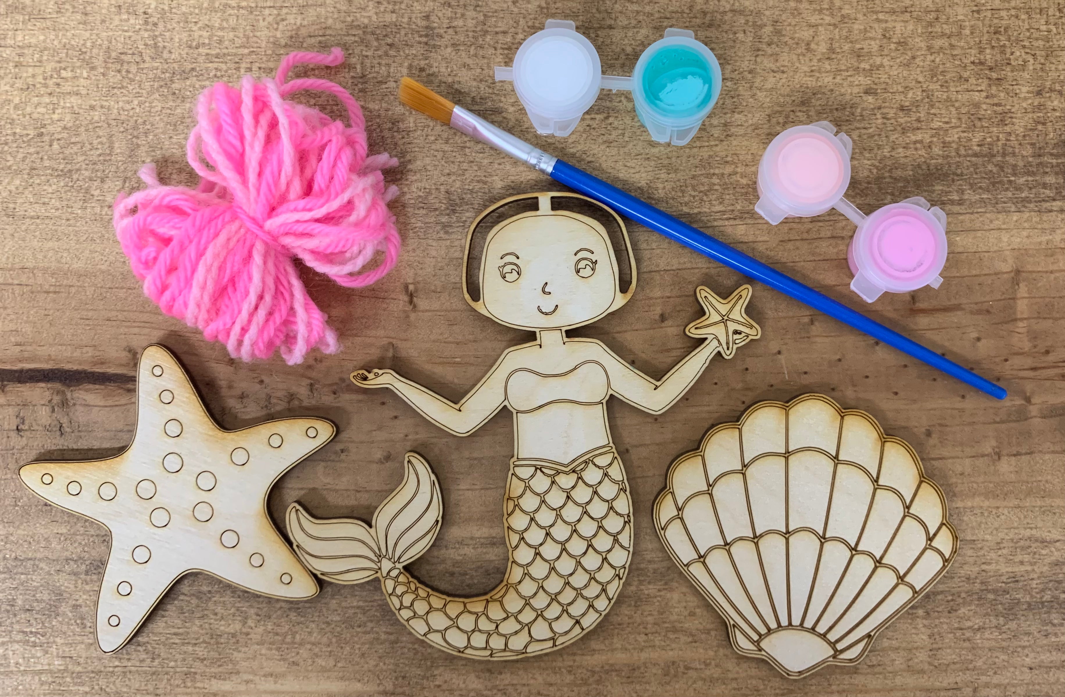 Mermaid- Kids DIY Paint Kit – Persimmons Woodworks